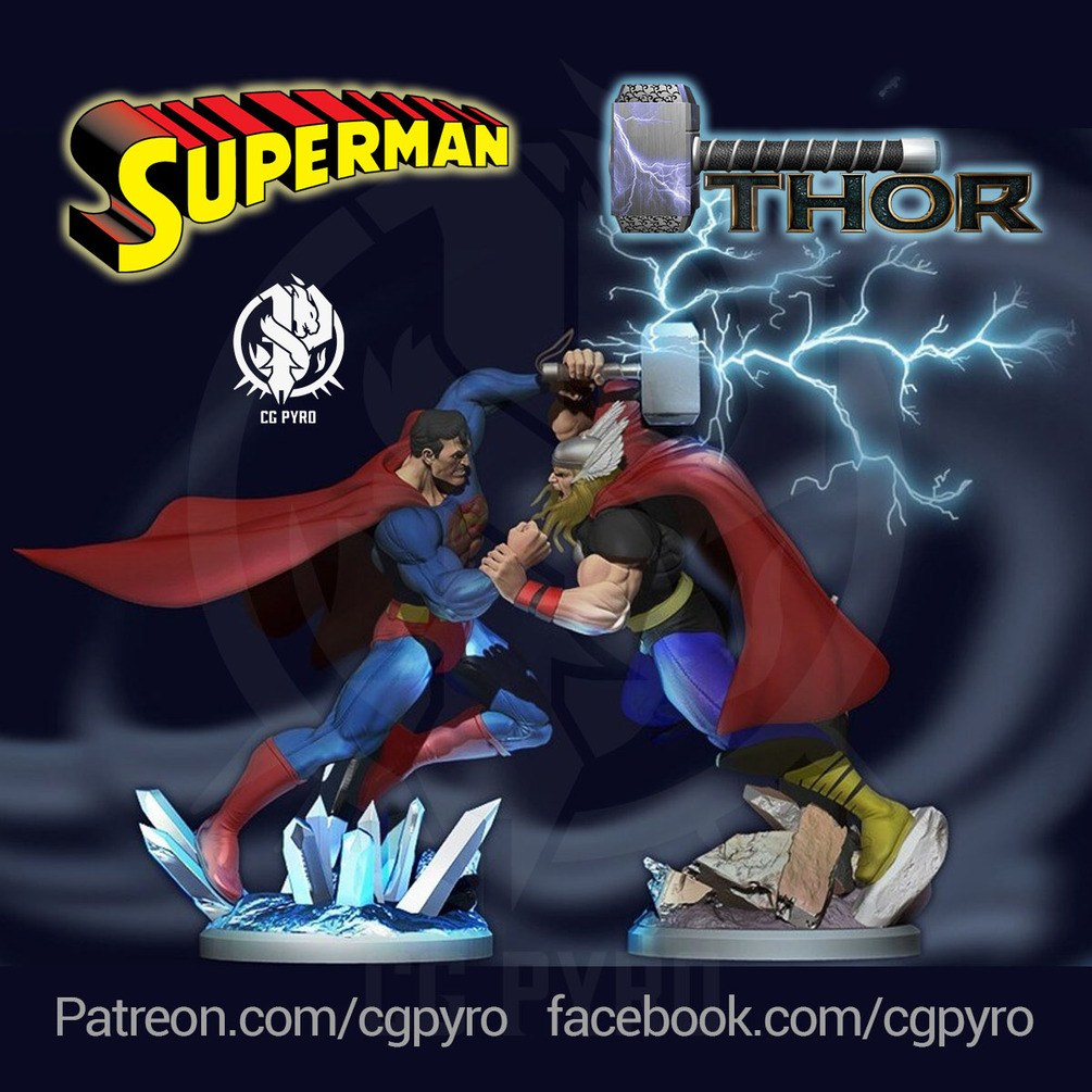 Download Superman DC Vs Thor Marvel Diorama Crossover STL Files for 3d ...