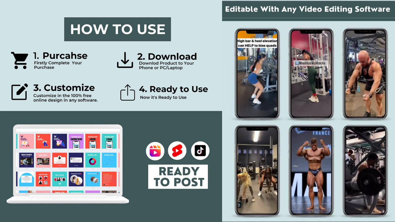FREE !!! 200+ HD Quality GYM Motivation Video Reels | Gain more ...