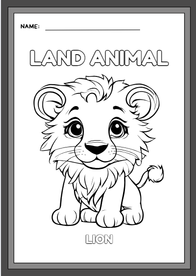 Land Animals Coloring Book – Printable Activity Sheets (B&W)