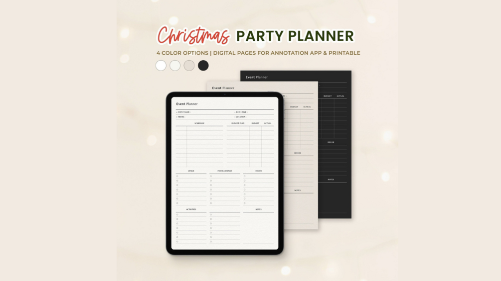 Event Planner Template, Digital Christmas Party Planning, Event ...
