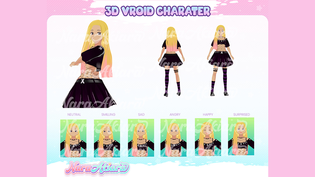 3D Vroid Character Design Blonde Hair Anime Girl Ready for Streamer