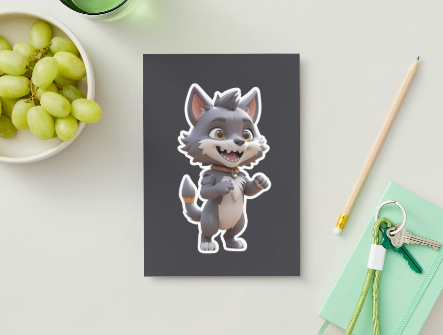 Orion The happy wolf - Digital Stickers | 3D rendered Vector | HQ Printable