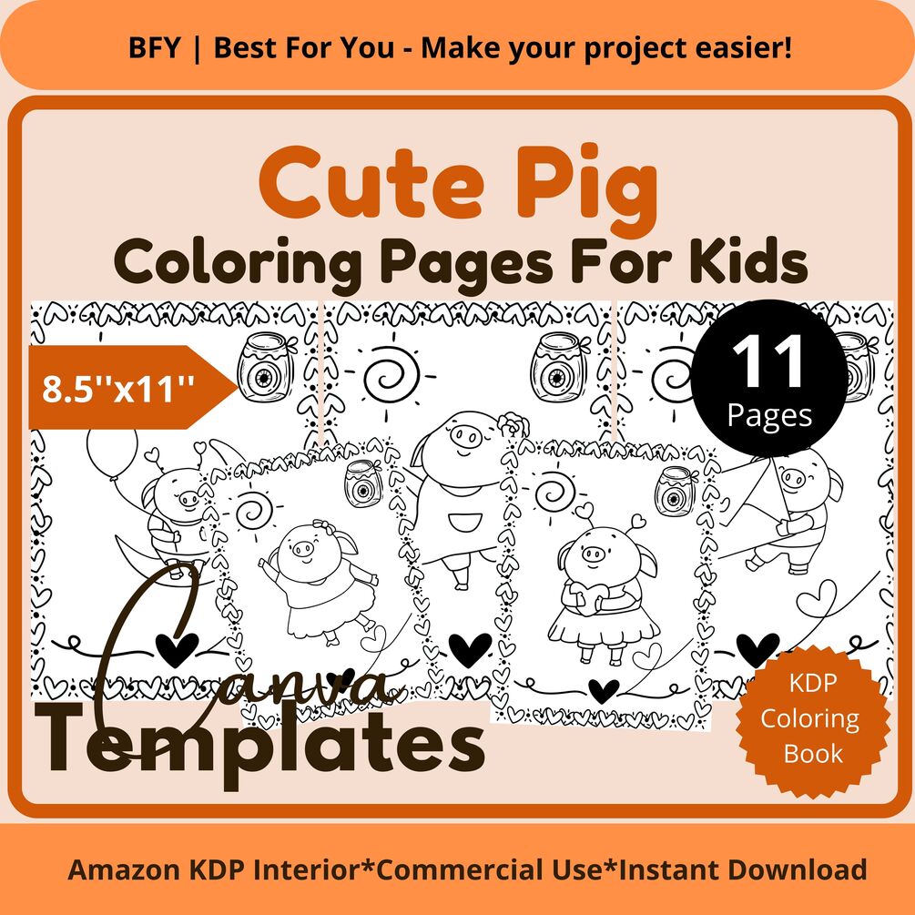 Printable Cute Pig Coloring Pages | Coloring Pages For Kids 8.5''x11 ...