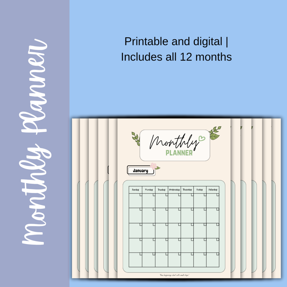 12-Month Printable Monthly Planner with Quotes | Minimalist Aesthetic ...