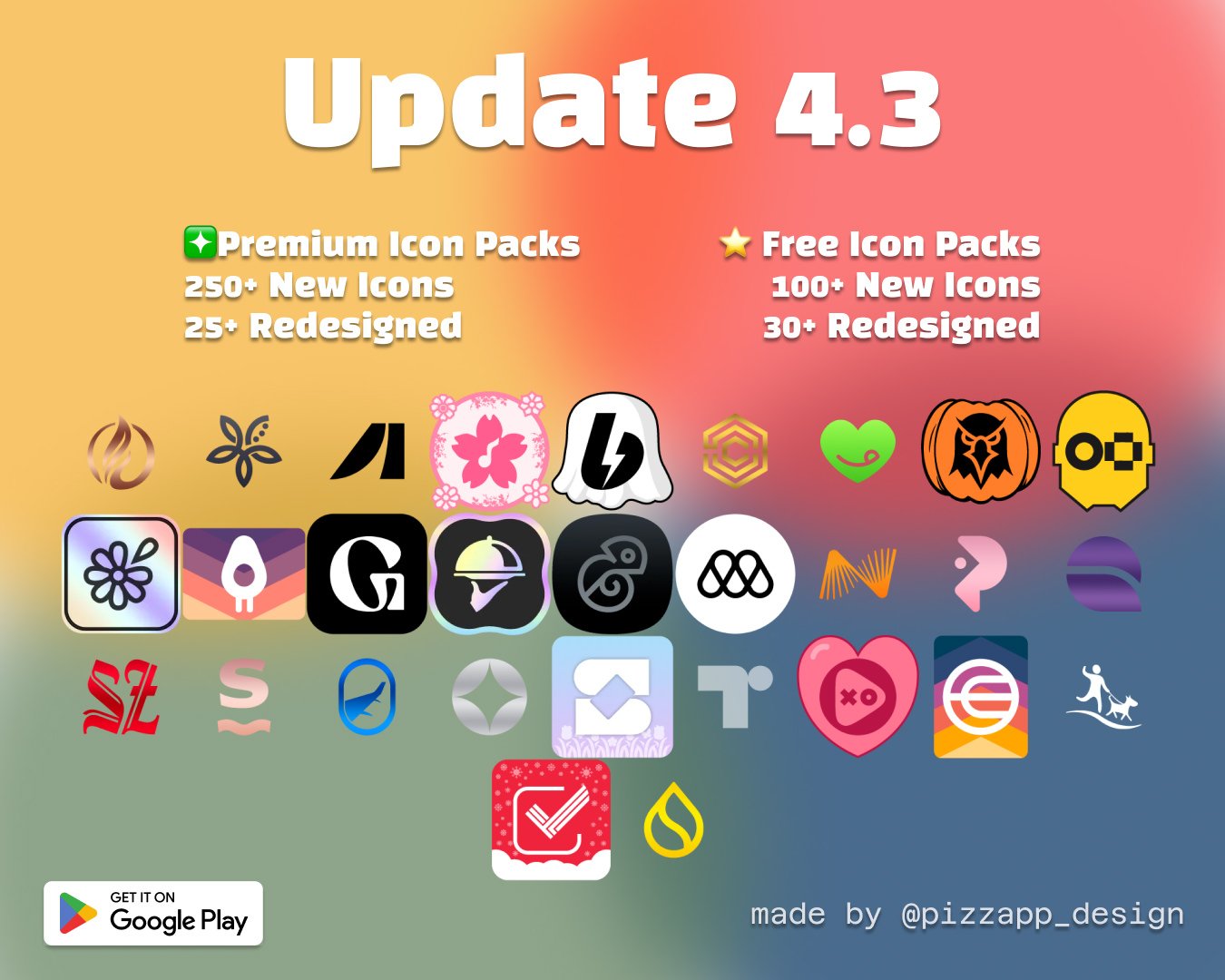 Android Users - Icon Packs Update v4.3 ⭐️ AVAILABLE NOW⭐️ - PizzApp Design