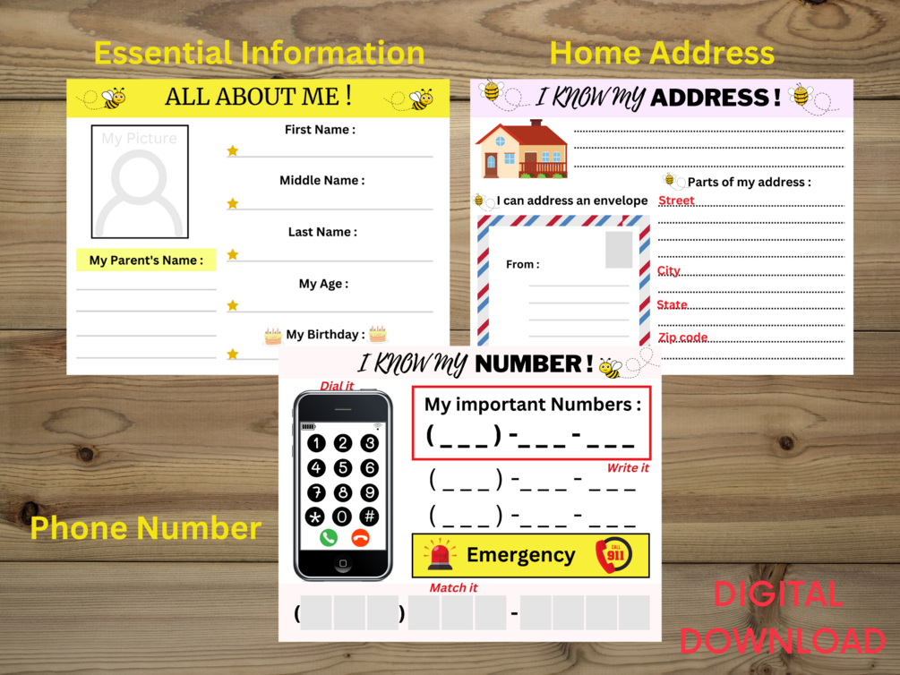 Life Skills Bundle, Printable, Phone Number Address Activity ...