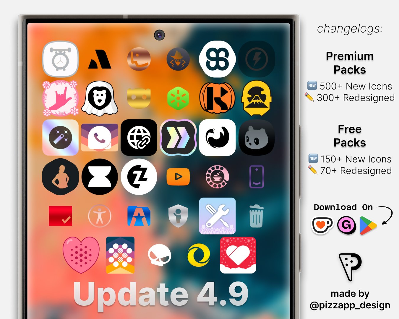 Icon Packs Update v4.9 ⭐️ AVAILABLE NOW⭐️ - PizzApp Design