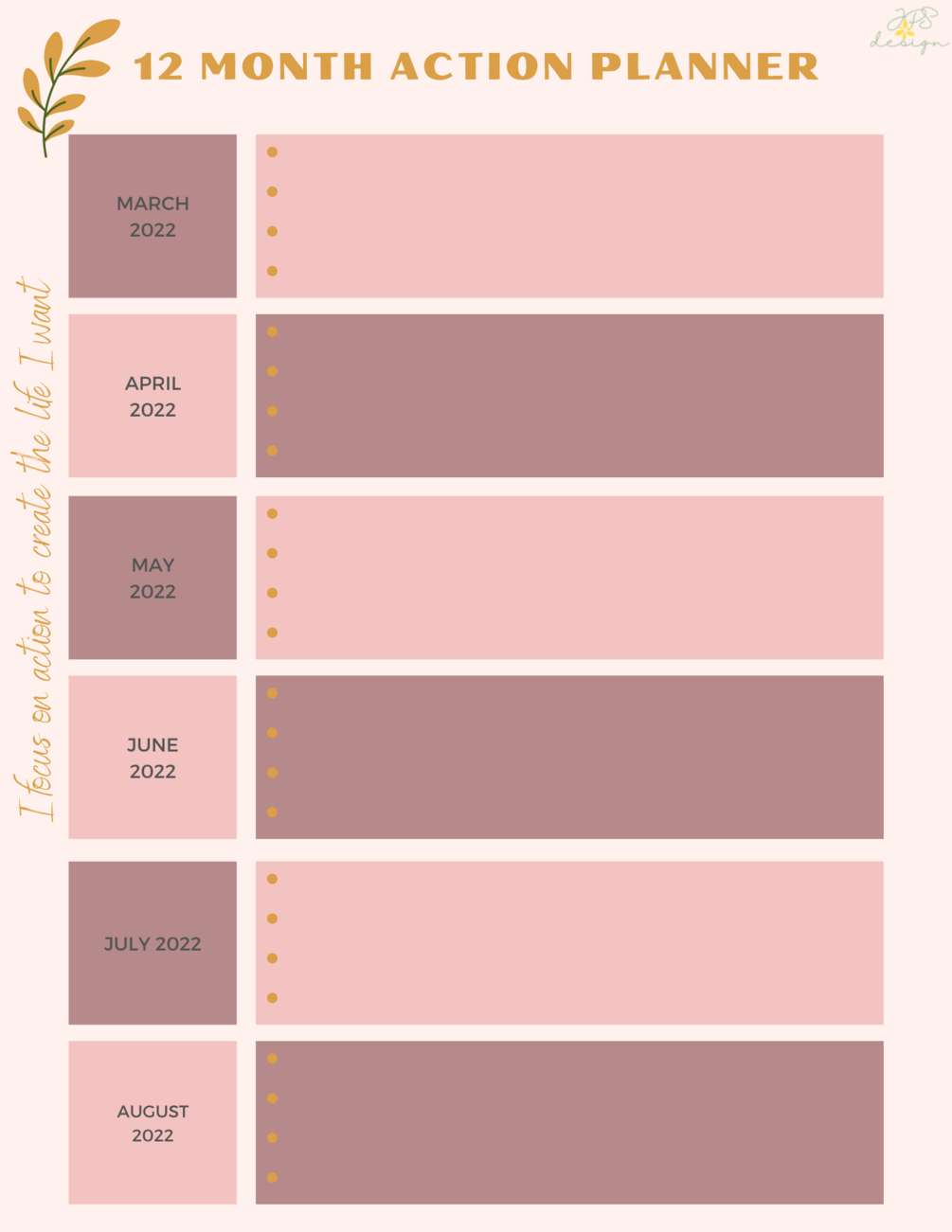 12 Month Action Planner (FREEBIE)