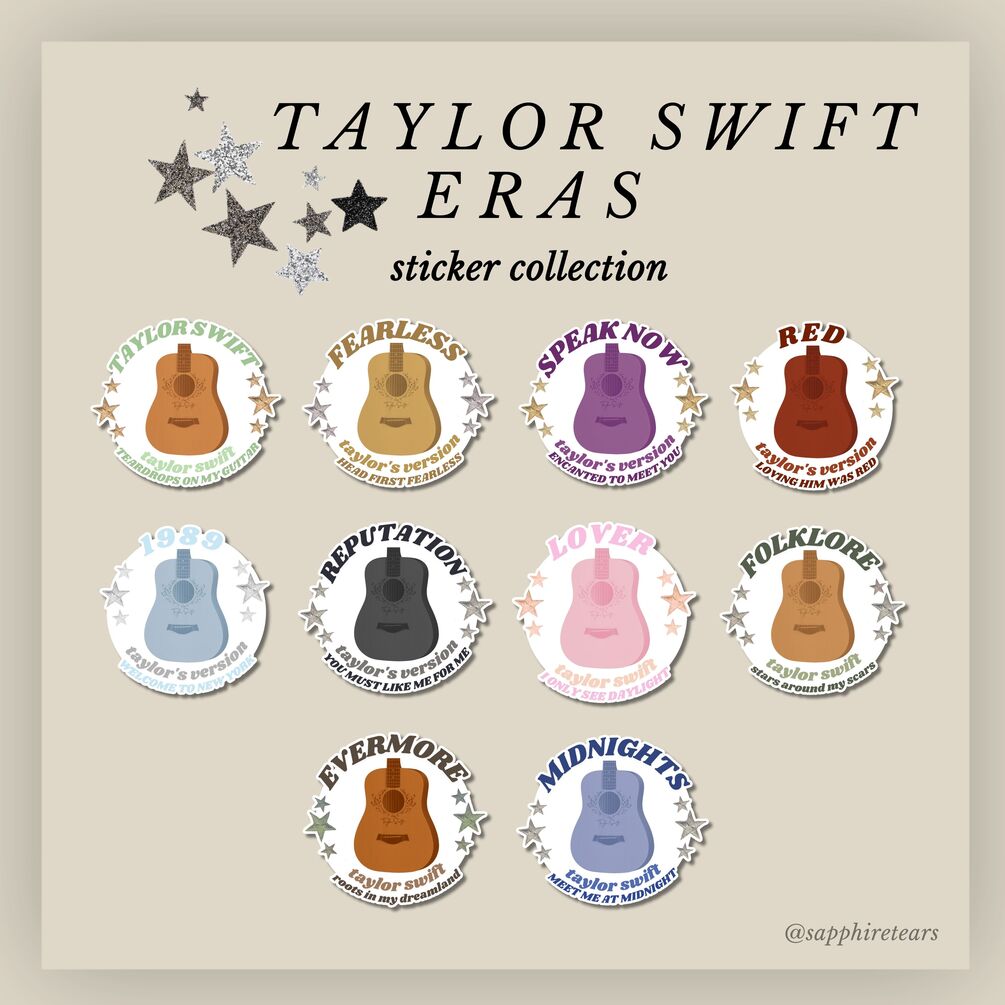 Taylor Swift Eras Guitar Logo Sticker Collection
