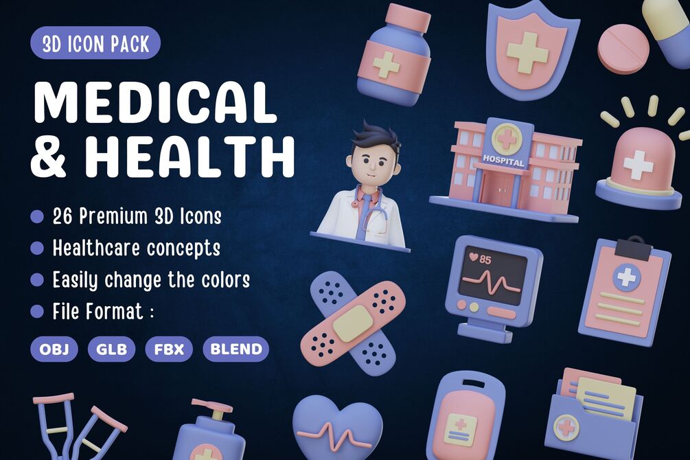 Medical & Health 3D Icon Pack