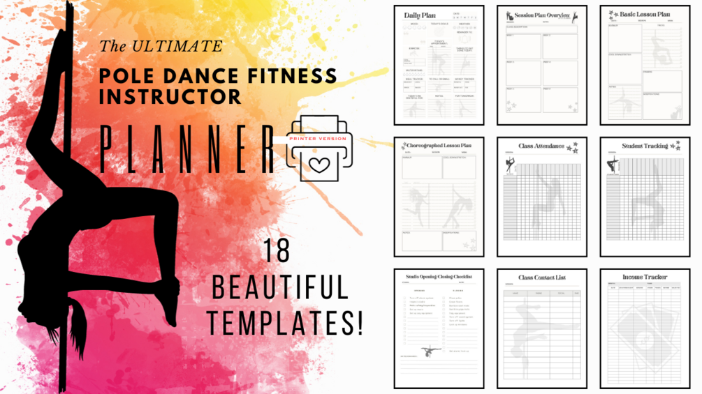 Ultimate Pole Dance Fitness Instructor Planner Printer Printable Version