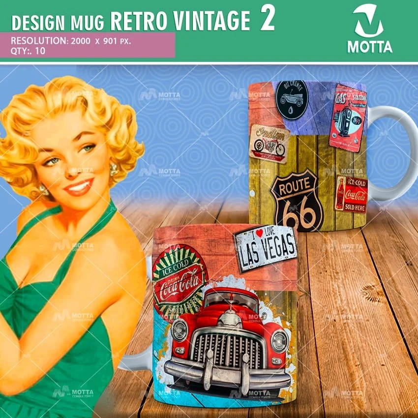 Retro Vintage Mug Sublimation Designs Pack N 2 | Nostalgic Templates ...
