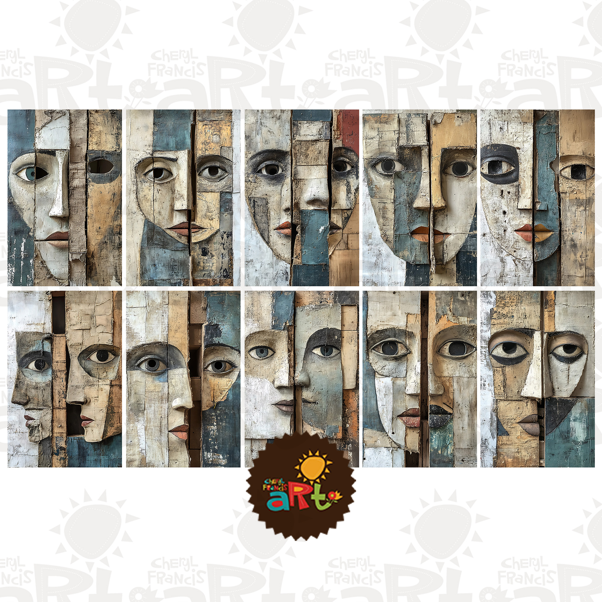 20 pc Dimensional Mixed Media Assemblage Portrait Printable Ephemera ...