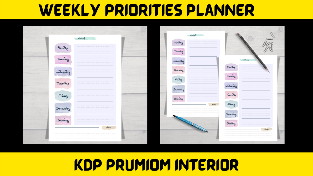 Weekly Priorities planner in 6x9in