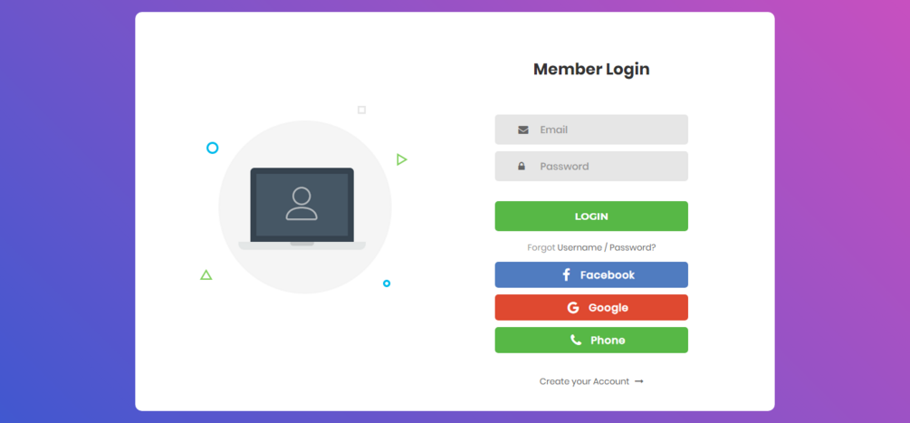 Fully Functional Member Sign In & Up Form