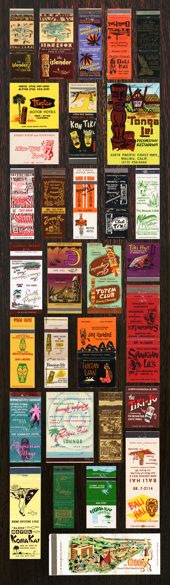 Vintage Mid-Century Tiki Matchbook Art Collection