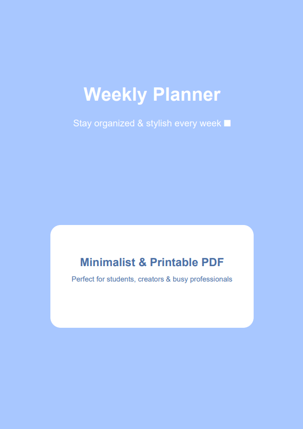 Minimalist Weekly Planner (Printable PDF)