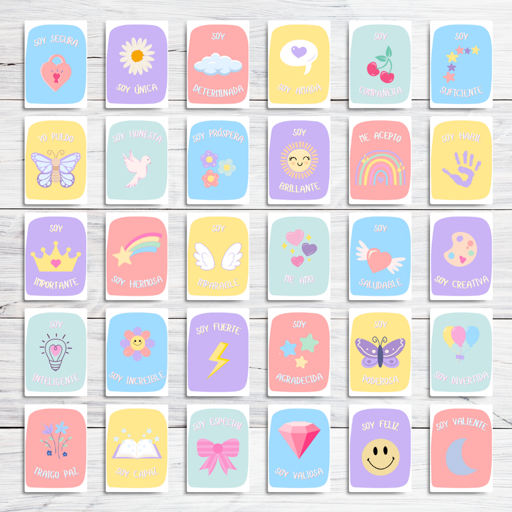 30 Printable Positive Affirmations Cards for Girls in Spanish ...