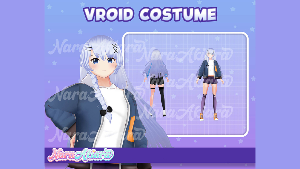 Show Your Style with 3D Vroid Clothes Dark Blue Parka Jacket with Shirt ...