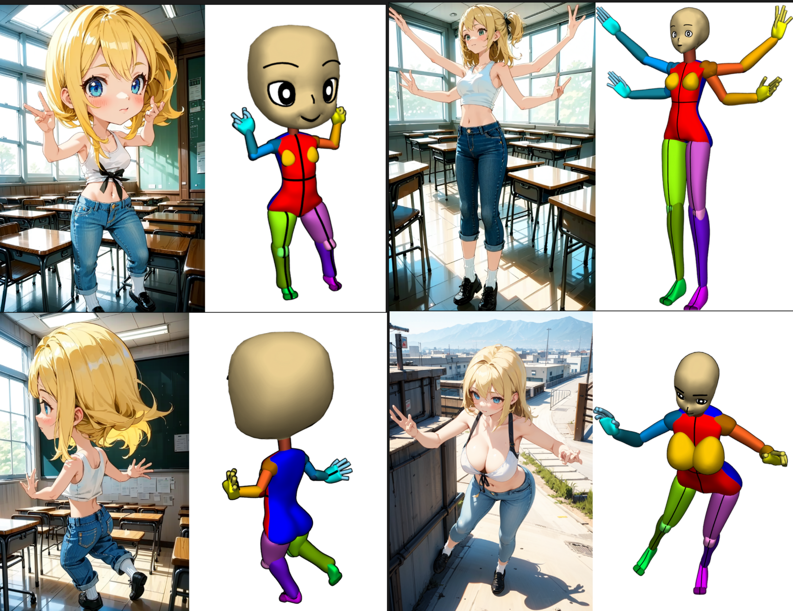 Character bones that look like Openpose for blender _ Ver_99 Depth+Canny+Landmark+MediaPipeFace ...