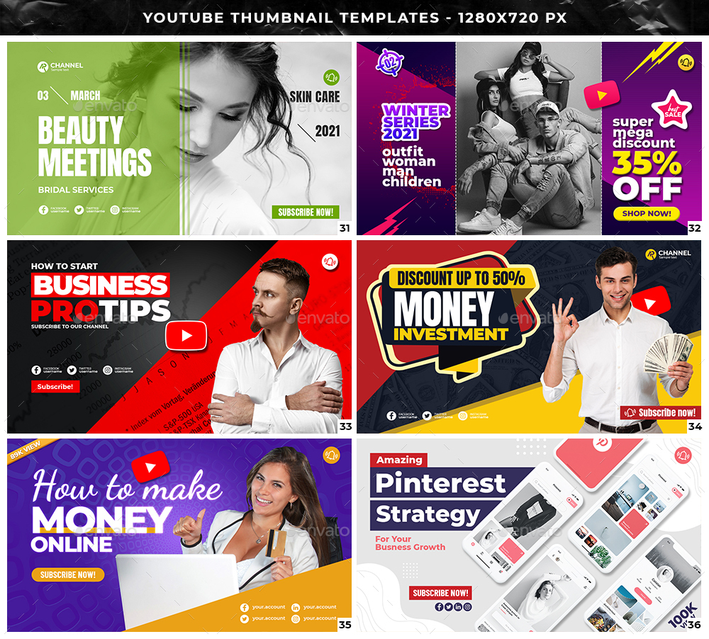 50 Youtube Thumbnail Photoshop Templates