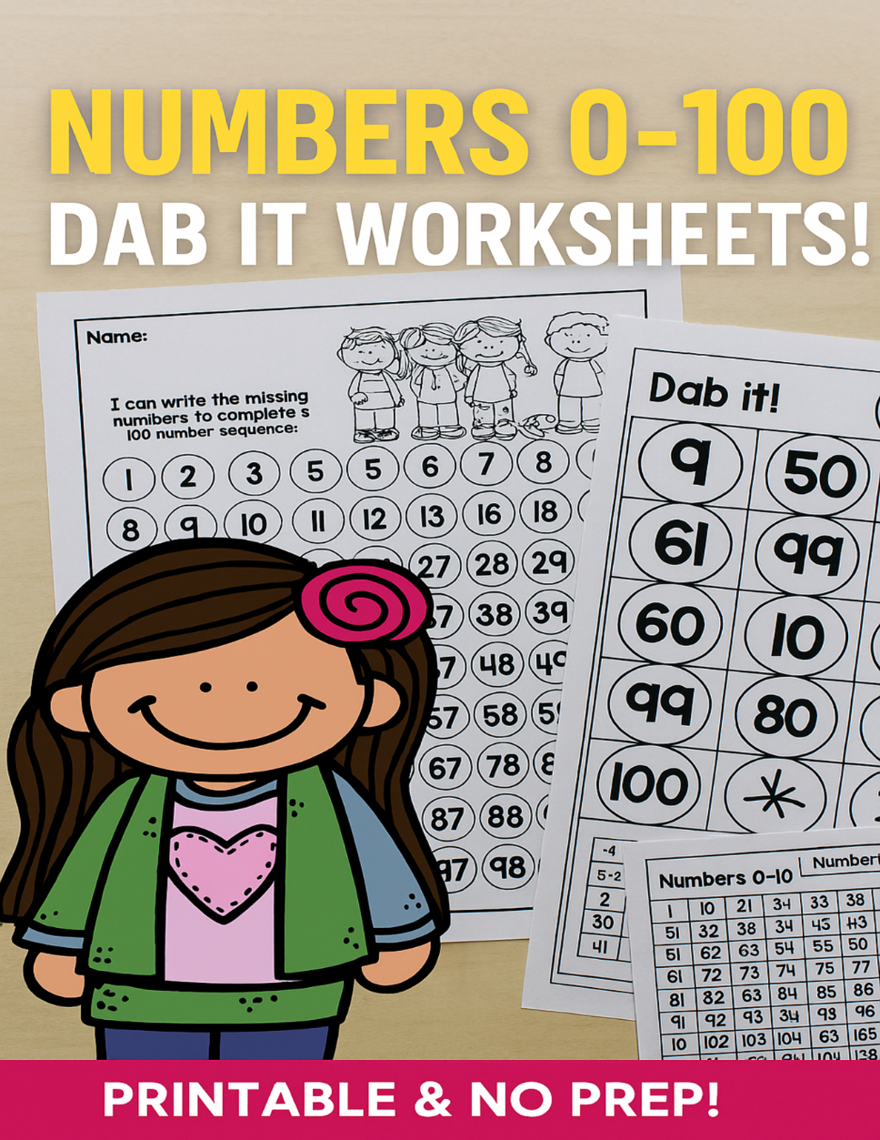 Kids/ Children, Numbers worksheets dab it 1-100/ Printable / Digital ...