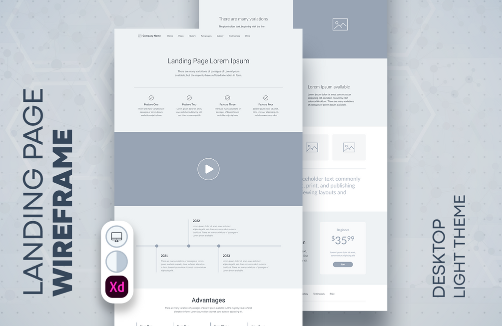 Landing Page Wireframe Light #1