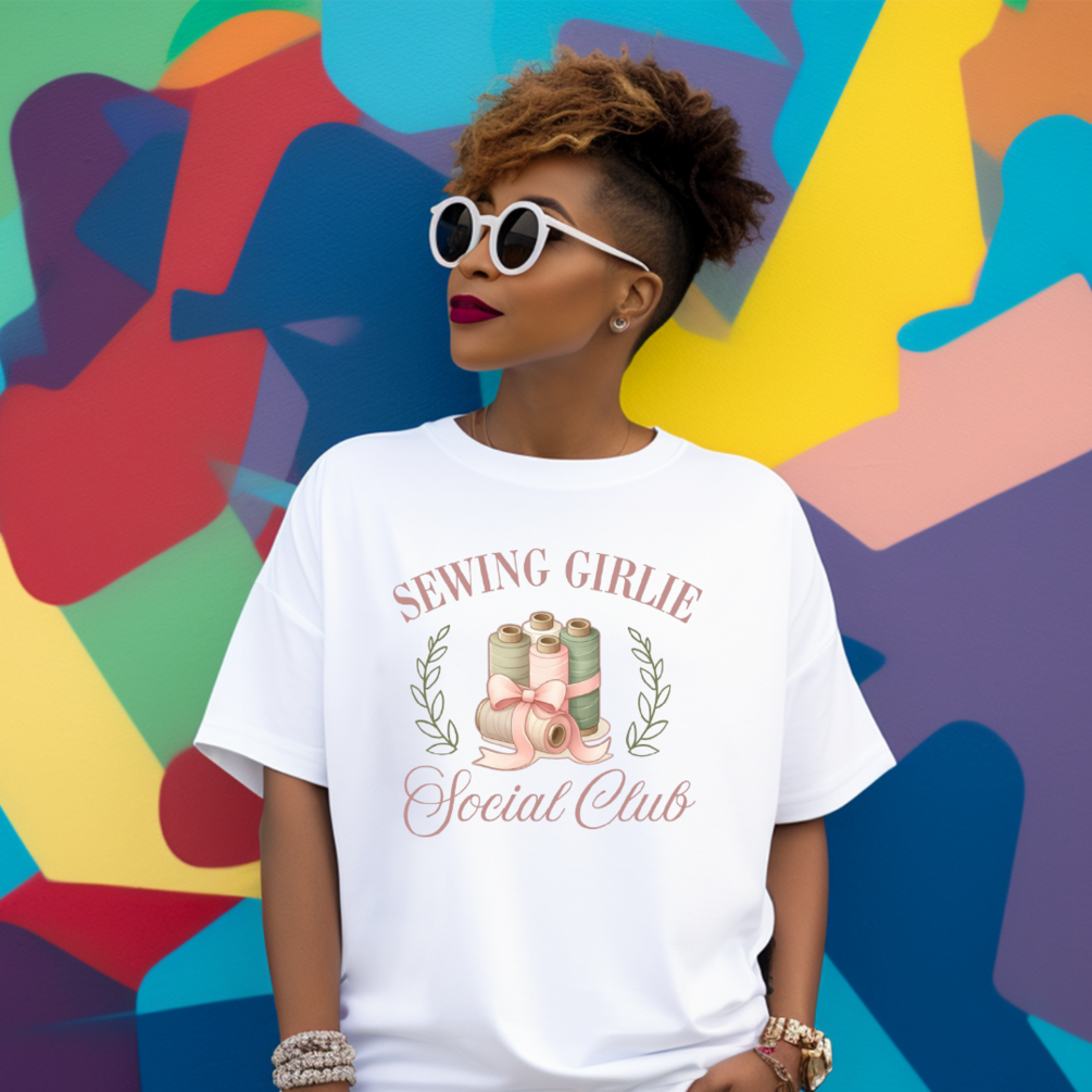 PRE-ORDER Sewing Girlie Social Club WHITE Tee w/Biz Branding Kits