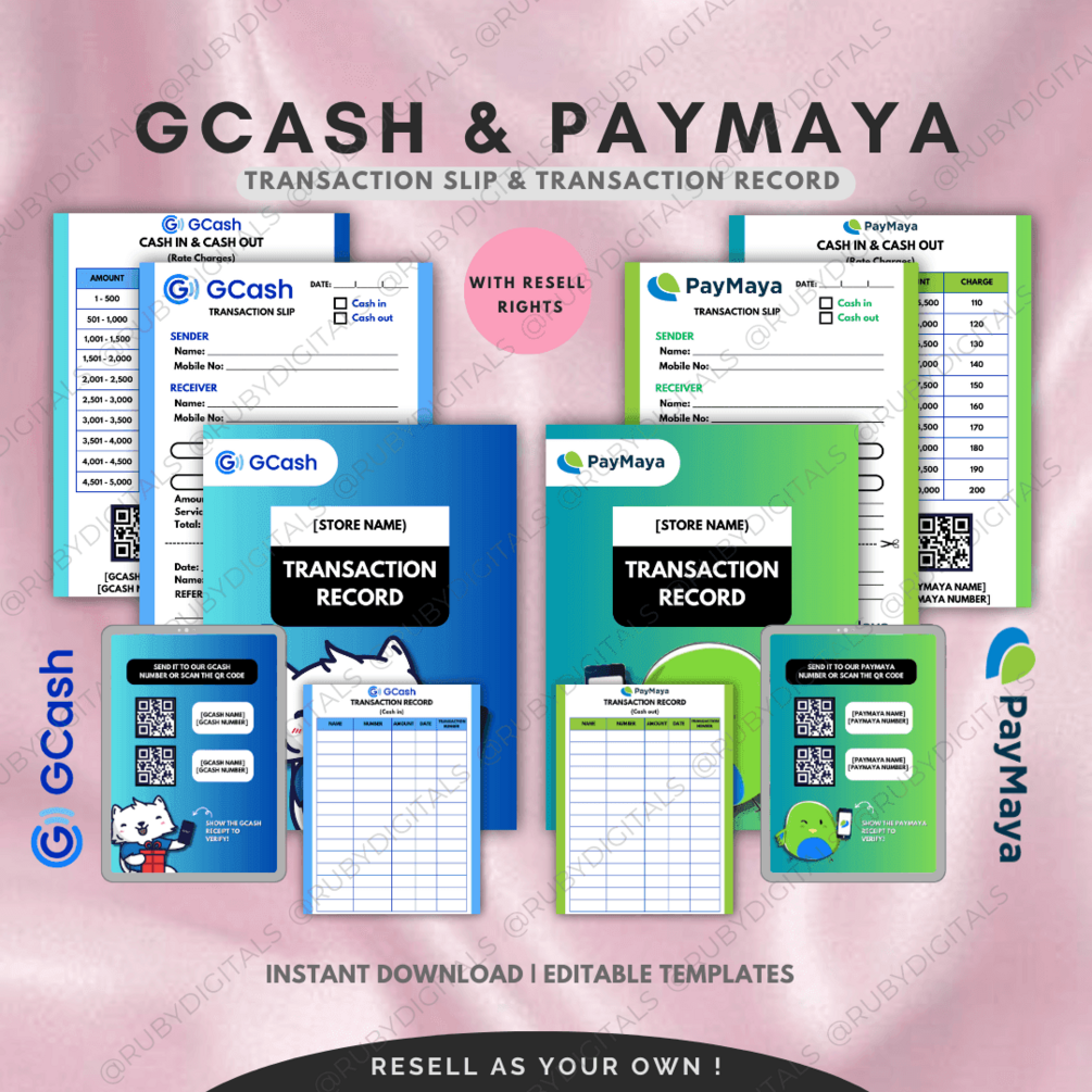 Gcash and Paymaya slip and transaction record editable