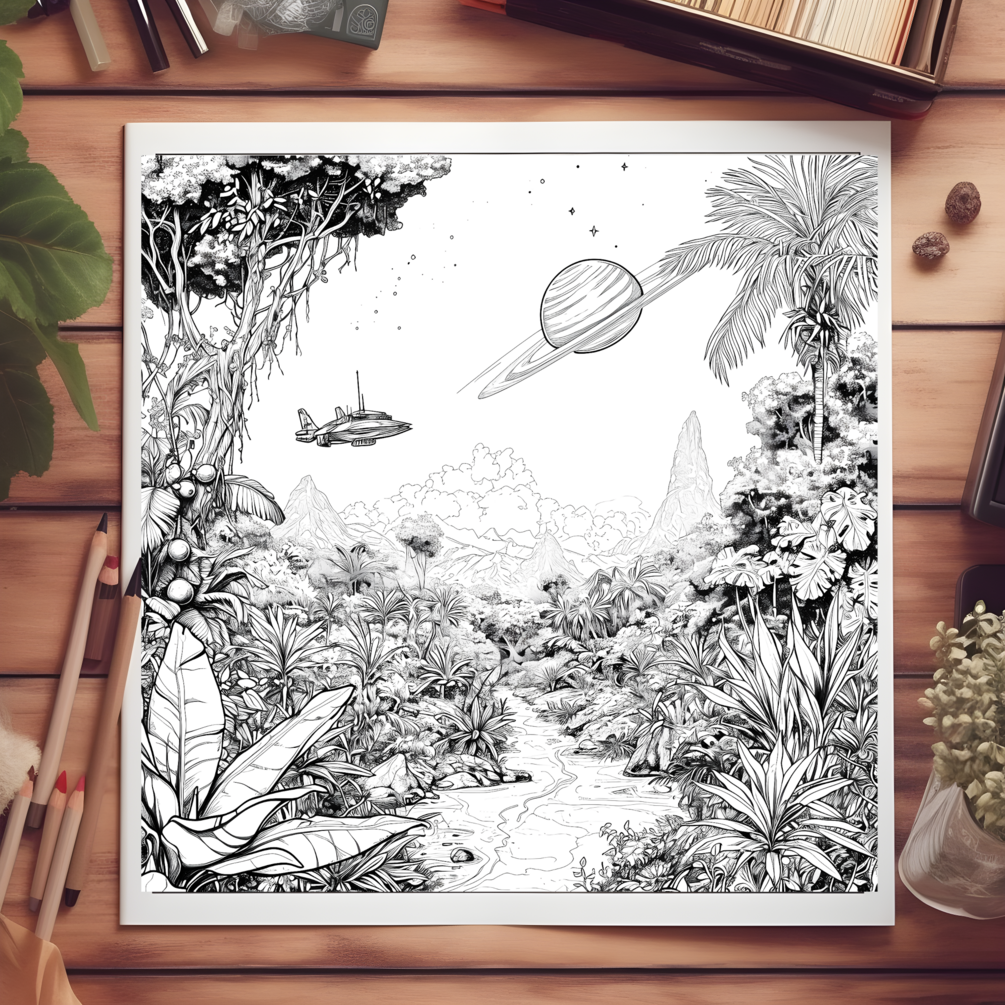 Space Jungle - 40 Printable Coloring Pages - Print or color in ...