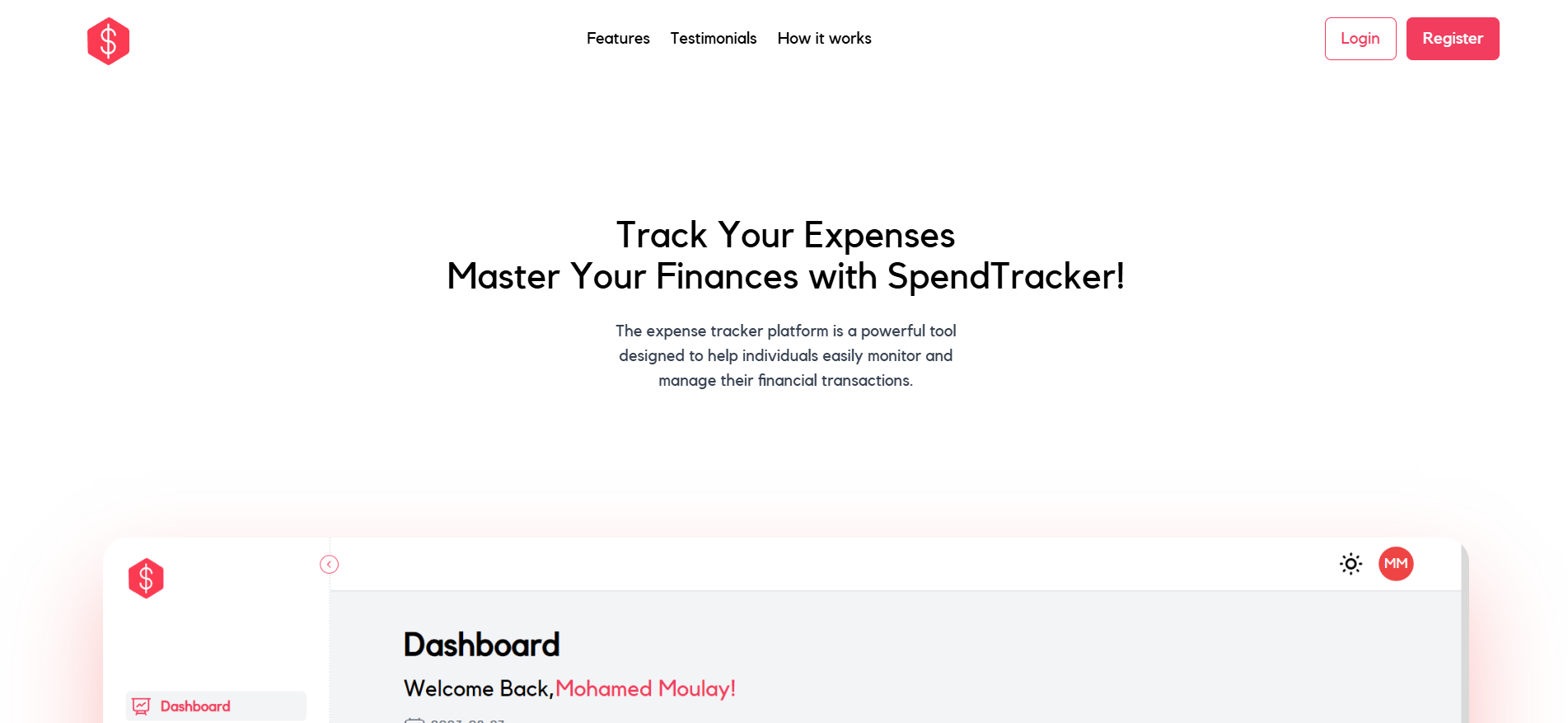 Spend tracker Reactjs tailwindcss platform