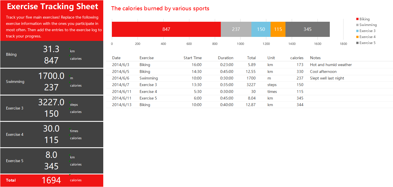 Exercise Tracking Sheet