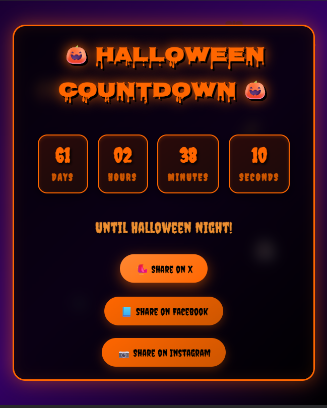 🎃 Halloween Countdown Widget - Professional Web Component