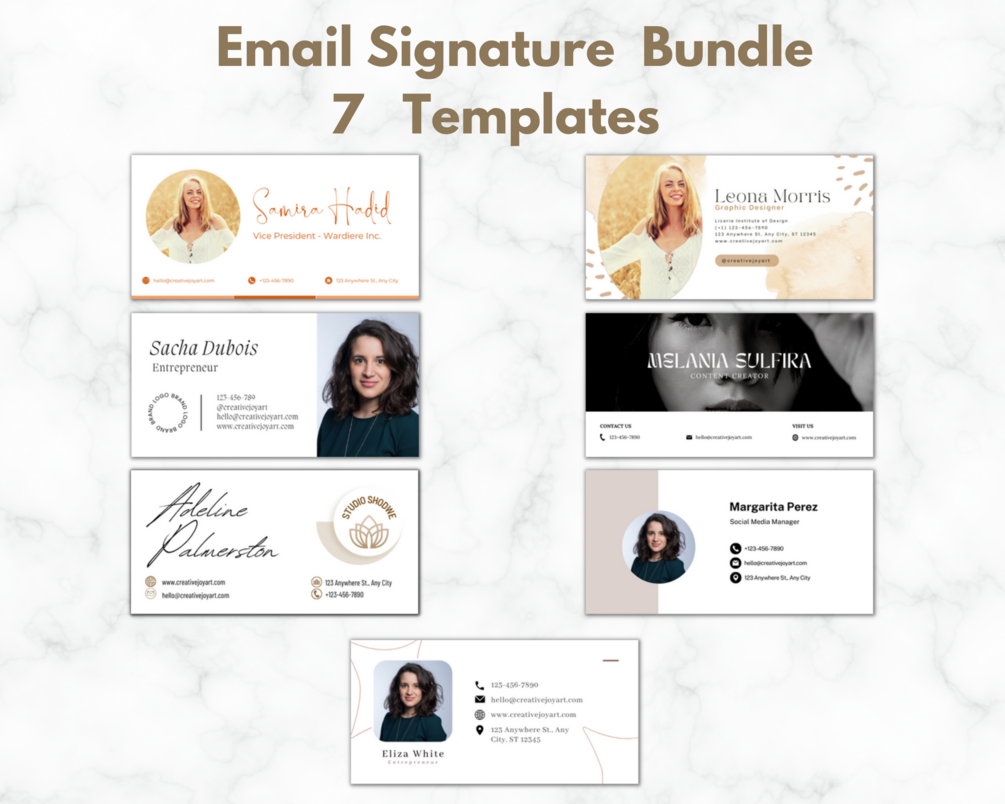 Email Signature Template Bundle, Gmail Signature, Edit on Canva