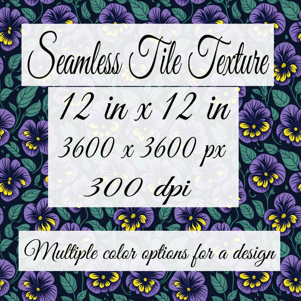 12-Inch Floral Pansy 3 Seamless Tile Pattern – High-Resolution 300 DPI ...