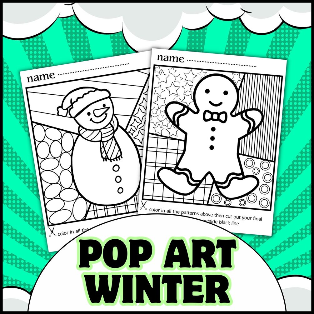 Pop Art winter Coloring Pages , Fun Winter Activity , Interactive ...