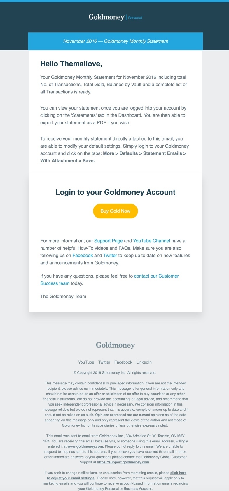 #1 Goldmoney Monthly Statement