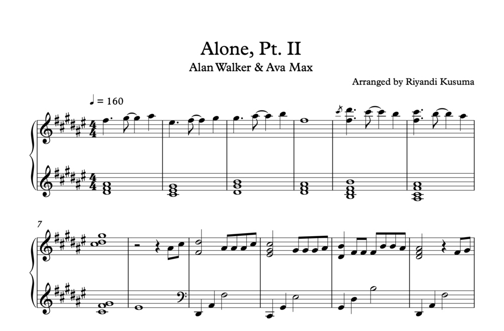 Alan Walker & Ava Max - Alone, Pt. II (Sheet Music)