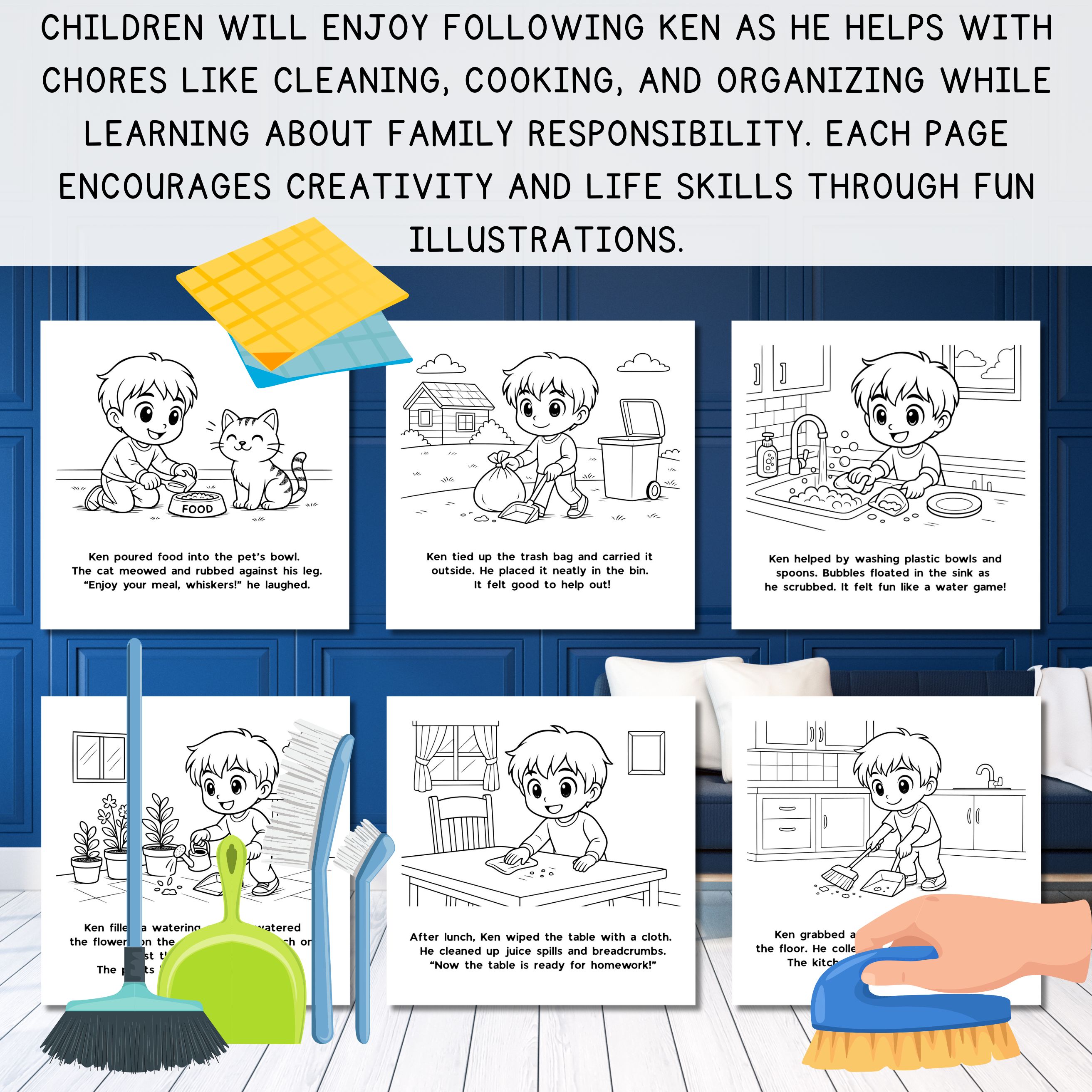 Ken Helps at Home Coloring Storybook for Kids | Fun Household Chores ...
