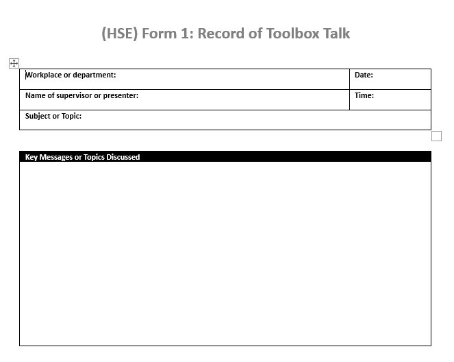 HSE Form (1) Record of Toolbox Talk