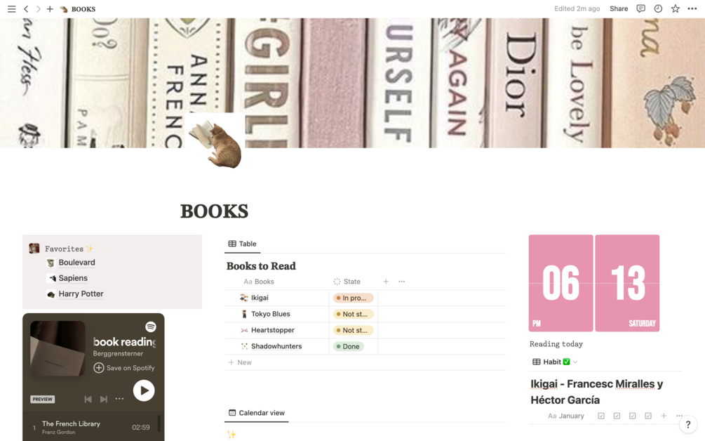 Notion Template: Books Tracker