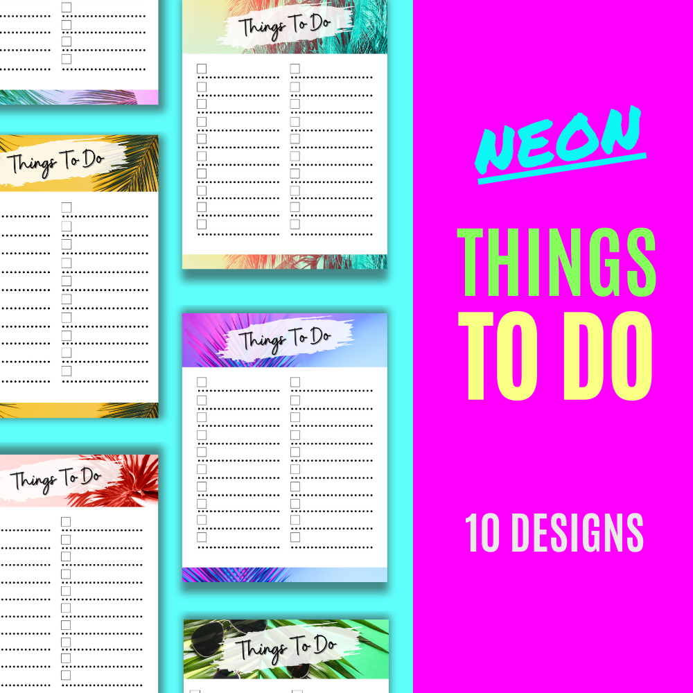 Printable TO DO List | Colourful Neon Bright | PDF Digital File ...