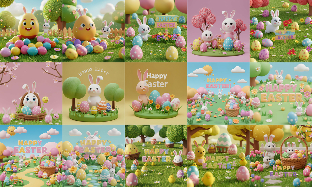 Happy Easter 3D Scene Collection – 65 4K-Resolution AI Easter Photos V02