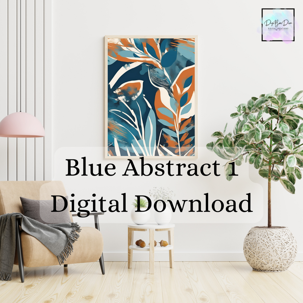 Blue Abstract 1 Unique Wall Art (PDF) - Wall Art Printables, Digital ...