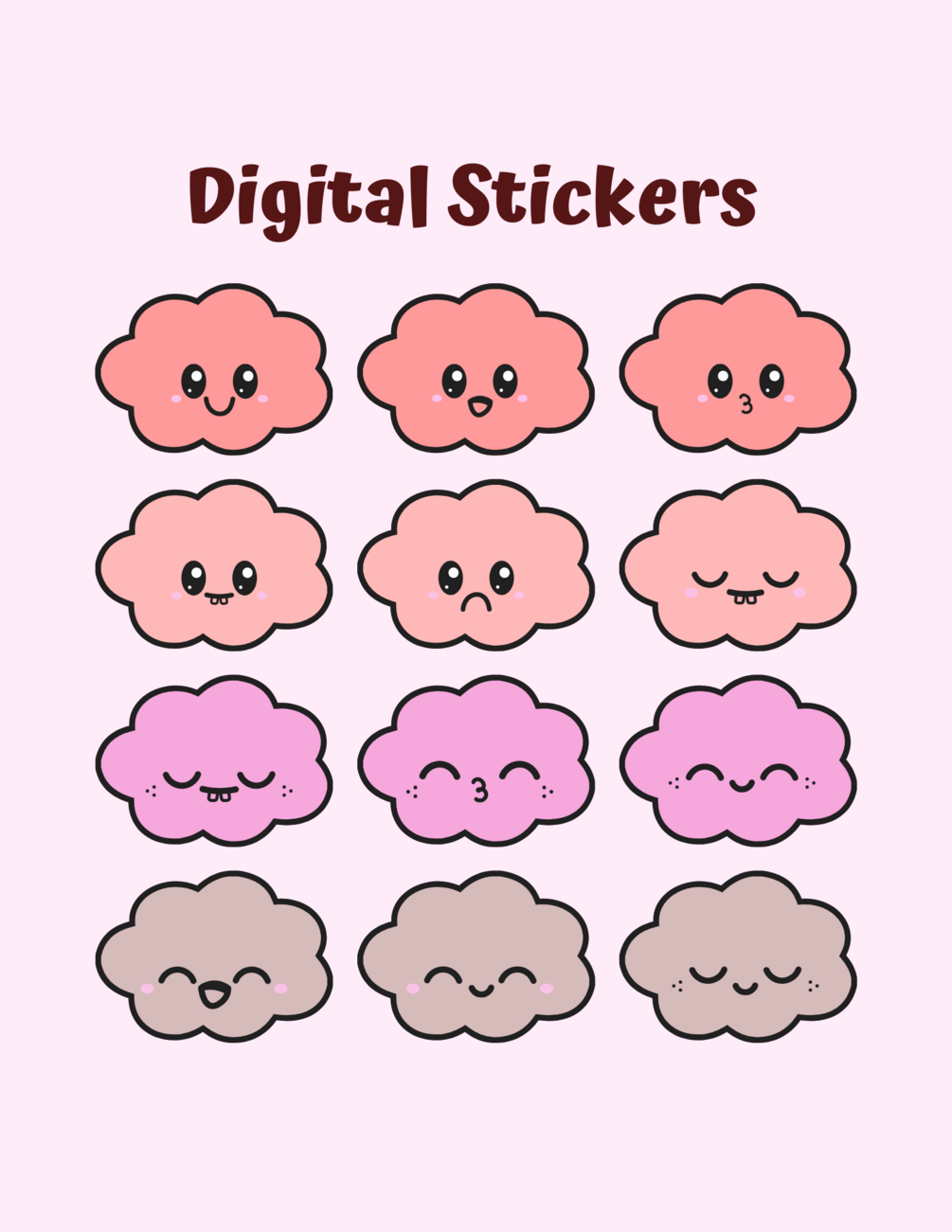 Cute Kawaii Cloud Stickers