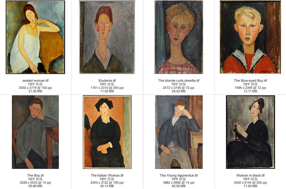 125 digital images of Amedeo Modigliani paintings, people landscape ...