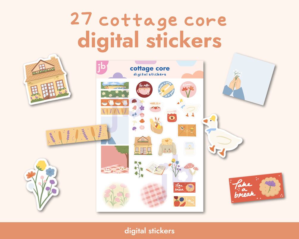 Cottage Core Digital Stickers for GoodNotes Planner Cute Stickers for ...