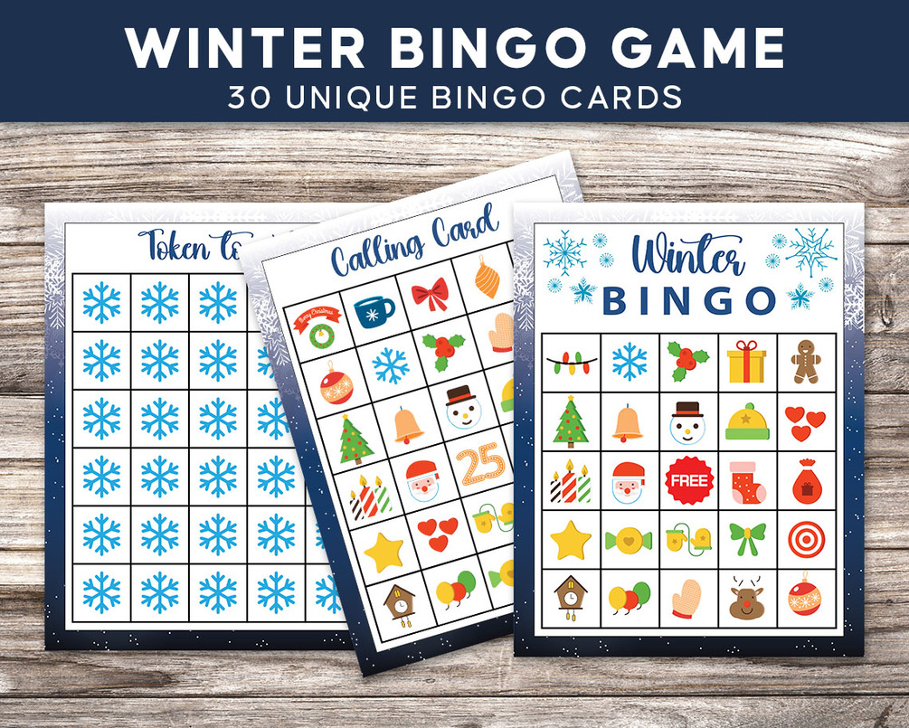 Winter Bingo Game - 30 Unique Bingo Cards - Printable 8.5x11 PDF & PNG ...