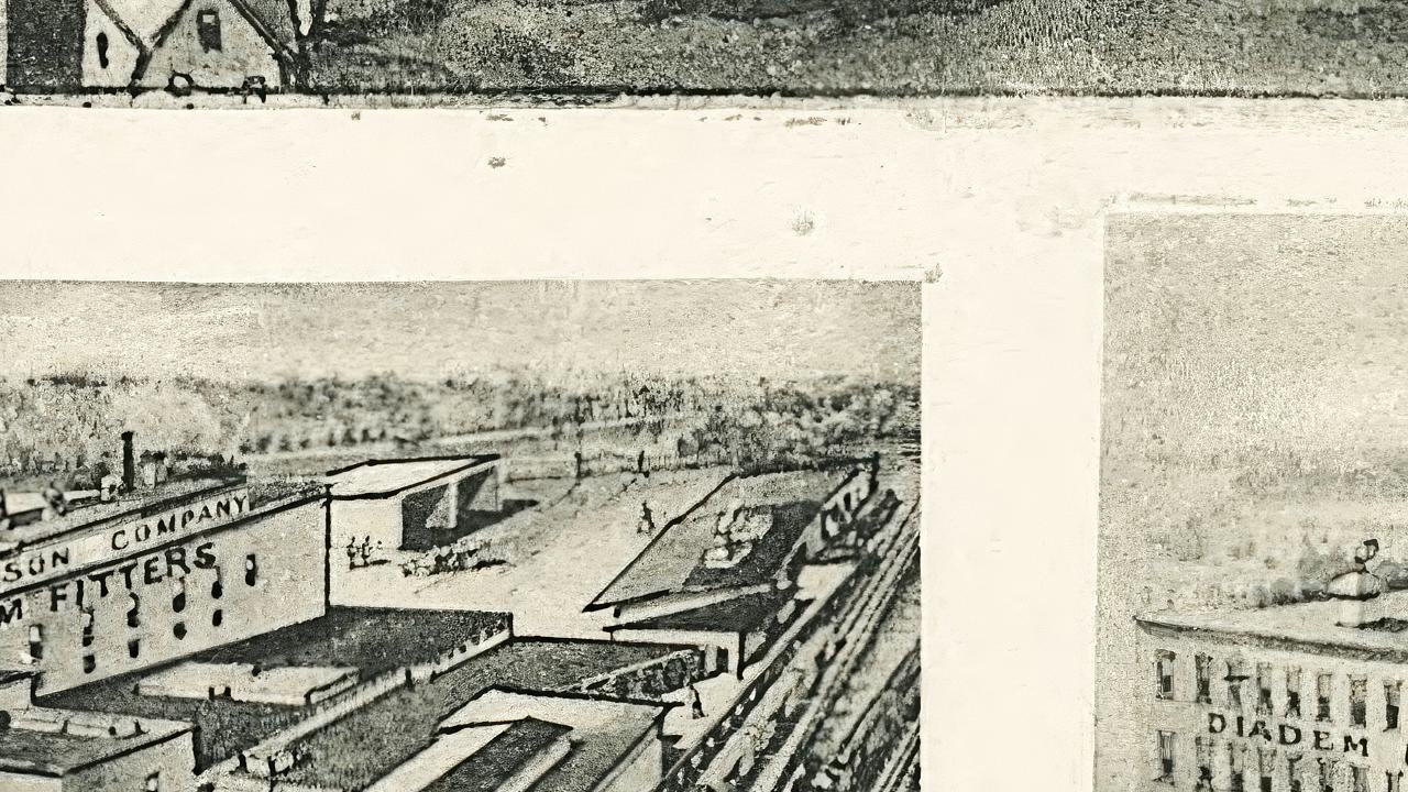 Aero view of Fitchburg, Massachusetts 1915 by Fowler Thaddeus Mortimer