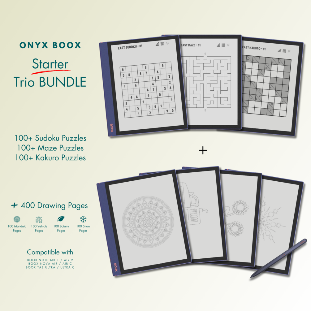 Onyx Boox Starter Puzzle Bundle - Featuring The Classic Sudoku, Mazes ...